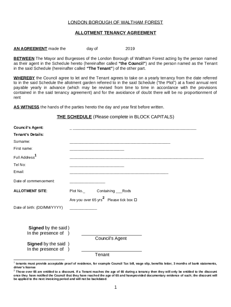 Allotment Agreement - Croydon Council Doc Template | pdfFiller