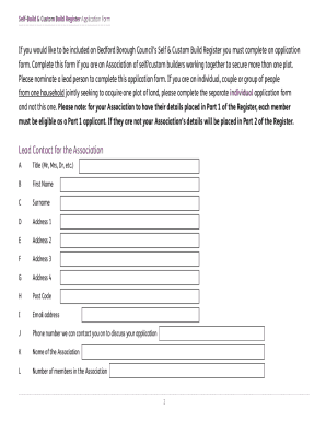 Fillable Online Self-Build and Custom Build Register Application Form ...