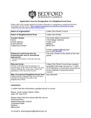 Fillable Online Application form for Designation of a Neighbourhood ...