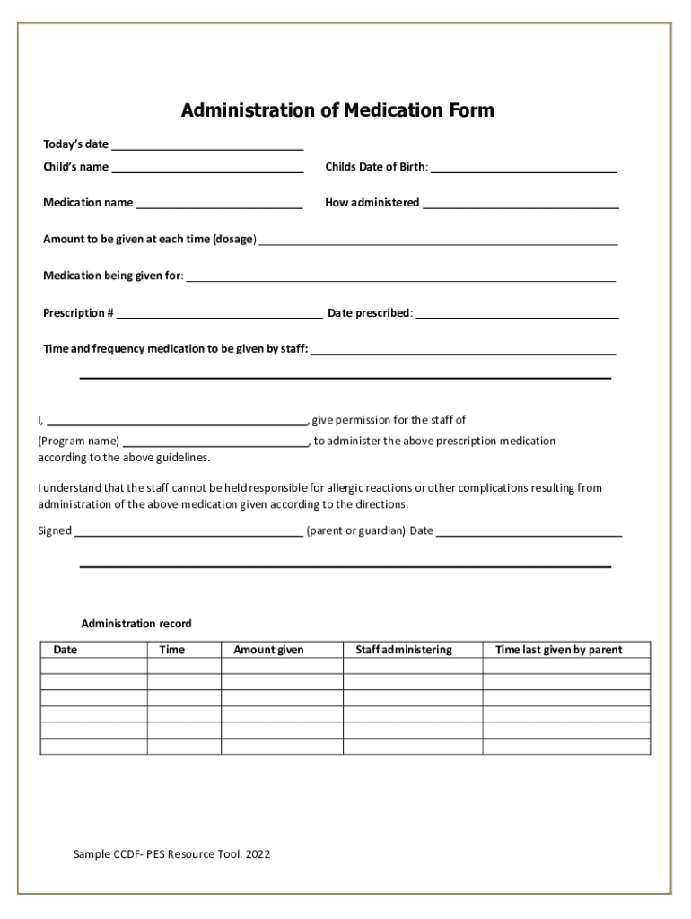 Fillable Online Administration of medication form Fax Email Print ...