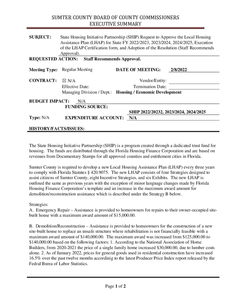 Fillable Online Pinellas County SHIP Local Housing Assistance Plan (LHAP) Fax Email Print ...