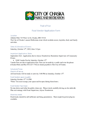 Fillable Online Trail of Fun Food Vendor Application Form - Chaska, MN ...