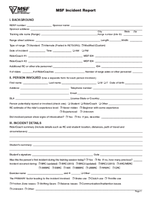 Fillable Online MSF Incident Report - Colorado State Patrol Fax Email ...