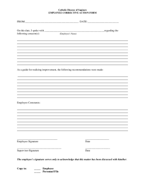 Fillable Online Employee Corrective Action Form - Diocese of Saginaw ...