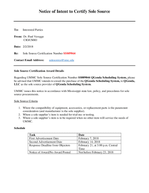 Fillable Online Sole Source Certification Number SS009044 Fax Email ...