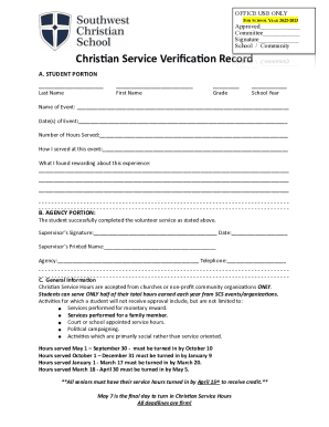 Fillable Online Christian Service Form 2022 Fax Email Print - pdfFiller