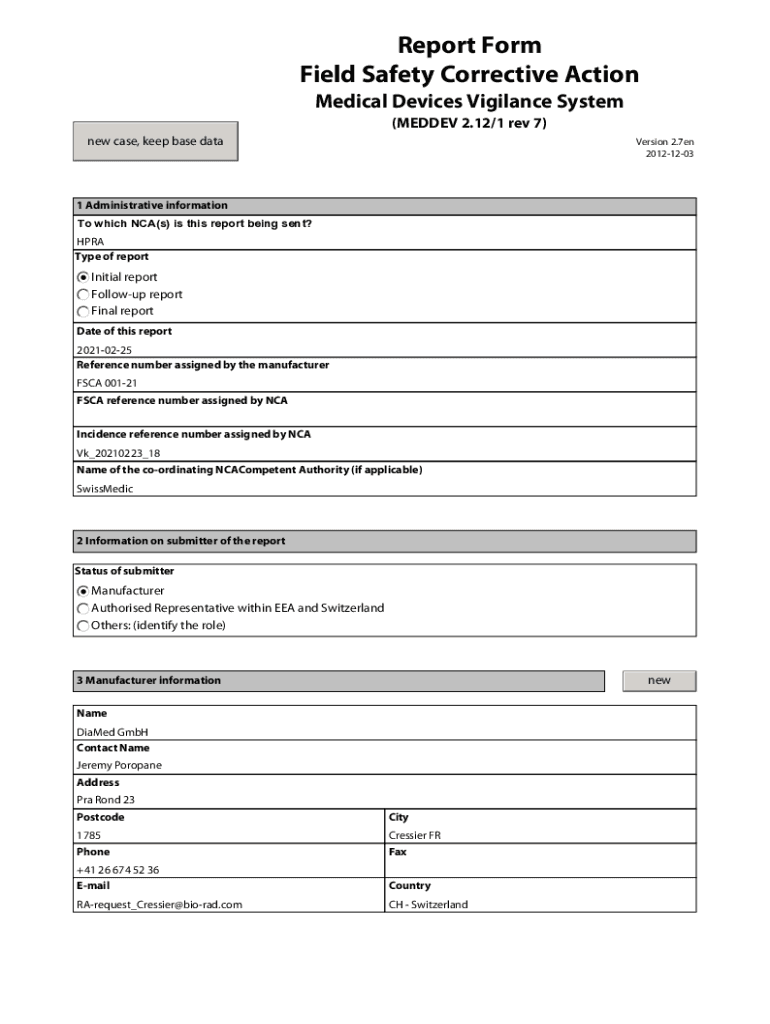 Fillable Online FSCA Report Form - Terviseamet.ee - Fill and Sign ...