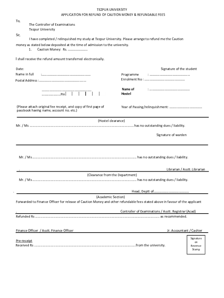 Fillable Online Caution Money FormPDFFinancial Services - Scribd Fax ...