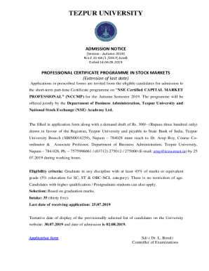 Fillable Online TEZPUR UNIVERSITY PROSPECTUS Fax Email Print - pdfFiller