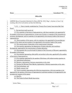 Fillable Online 4749H04.07H HB 2052 House Amendment NO. Offered By Fax ...