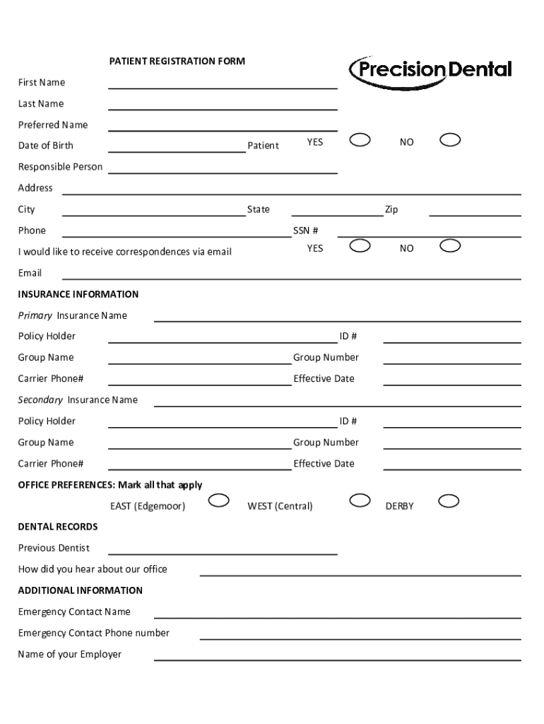 Fillable Online Patient Registration Form - COMPLETE ALL ITEMS Fax ...