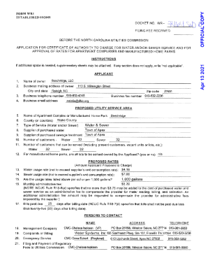 Fillable Online FORM WR1 - North Carolina Utilities Commission Fax ...