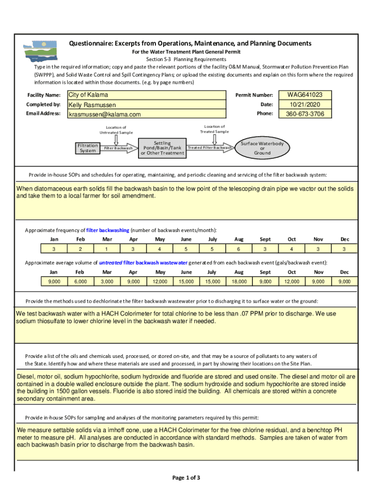 Fillable Online Questionnaire - Washington State Department of Ecology ...
