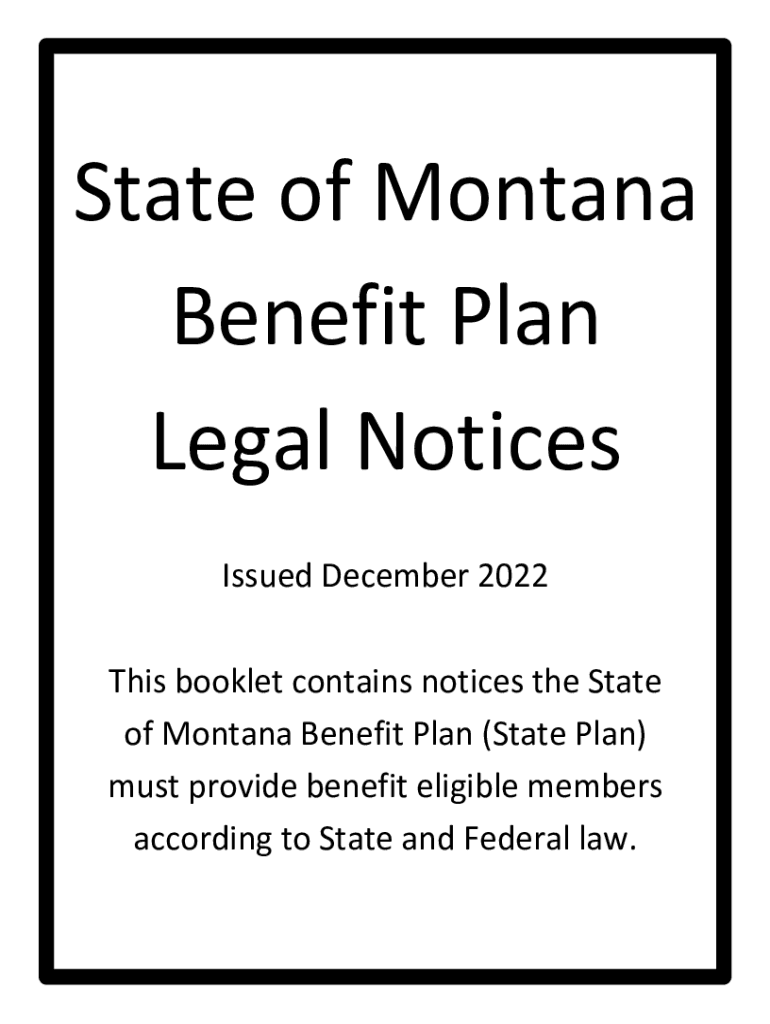 Fillable Online benefits mt State of Montana Benefit Plan Legal Notices Fax Email Print - pdfFiller