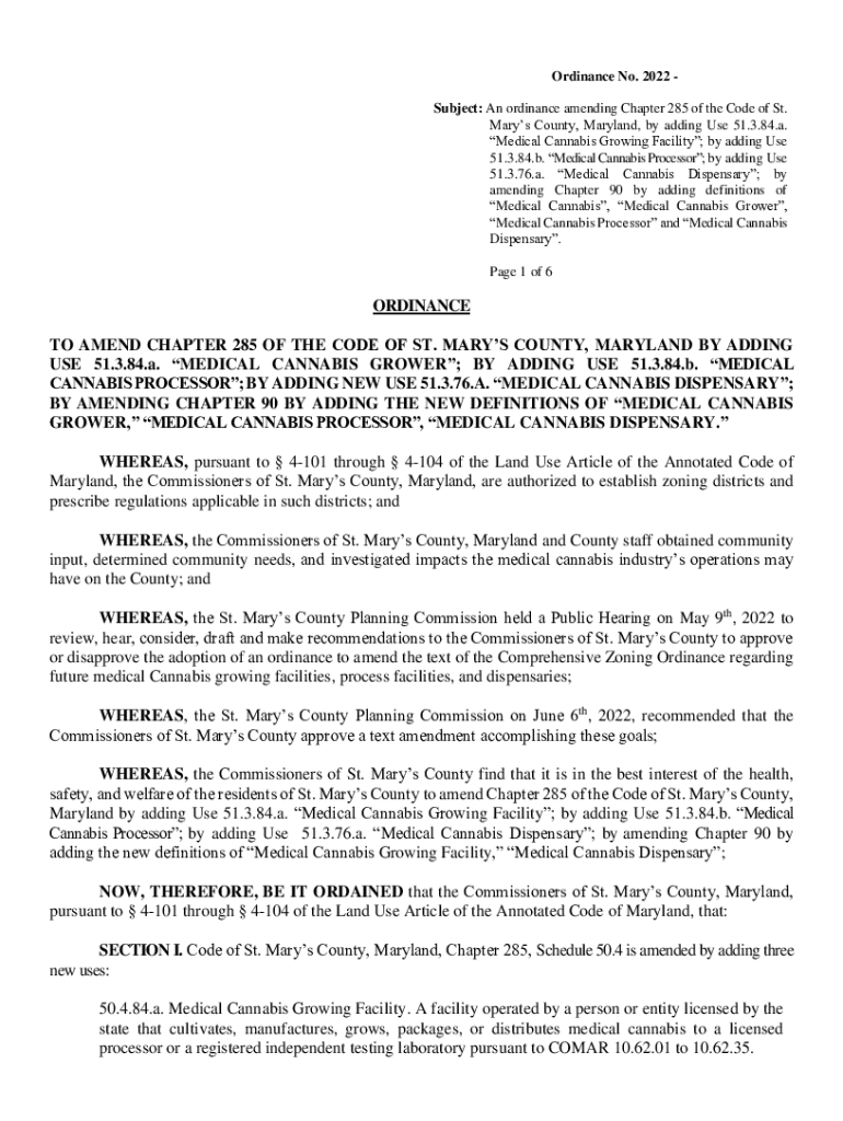 Fillable Online Subject: An ordinance amending Chapter 285 of the Code ...