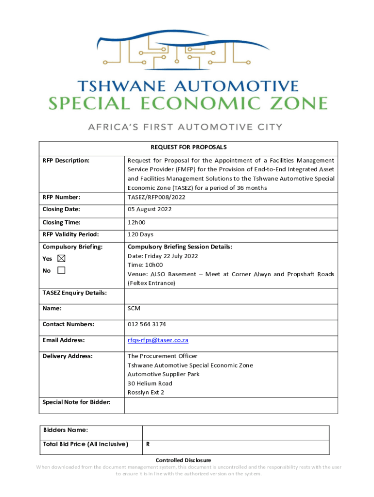 Fillable Online RFP Guide and Template Facilities Management Services ...