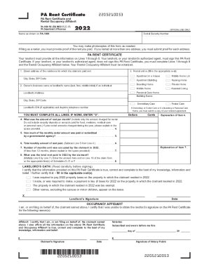Fillable Online rent certificate - Pennsylvania Department of Revenue ...