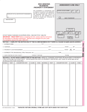 Fillable Online Arizona Business Property Statement Tax Year 2023 ...
