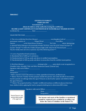 Fillable Online Page Annexure I CERTIFICATE FORMATS FORM-GEN-EWS ...