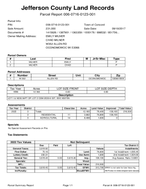 Fillable Online Parcel Report 006-0716-0123-001 Fax Email Print - pdfFiller