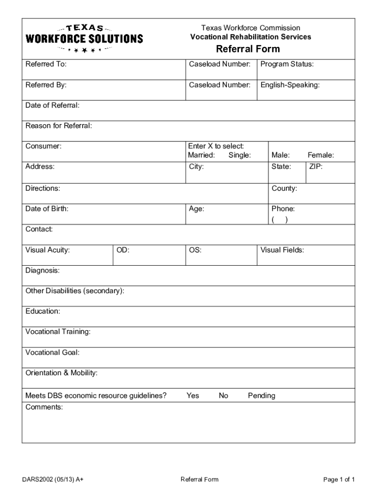 Fillable Online VR2883 Diabetes Self-Management Education Referral Form ...