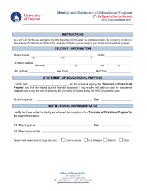 Fillable Online Identity and Statement of Educational Purpose (to be ...