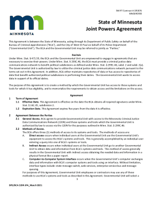 Fillable Online State of Minnesota Joint Powers Agreement Fax Email ...