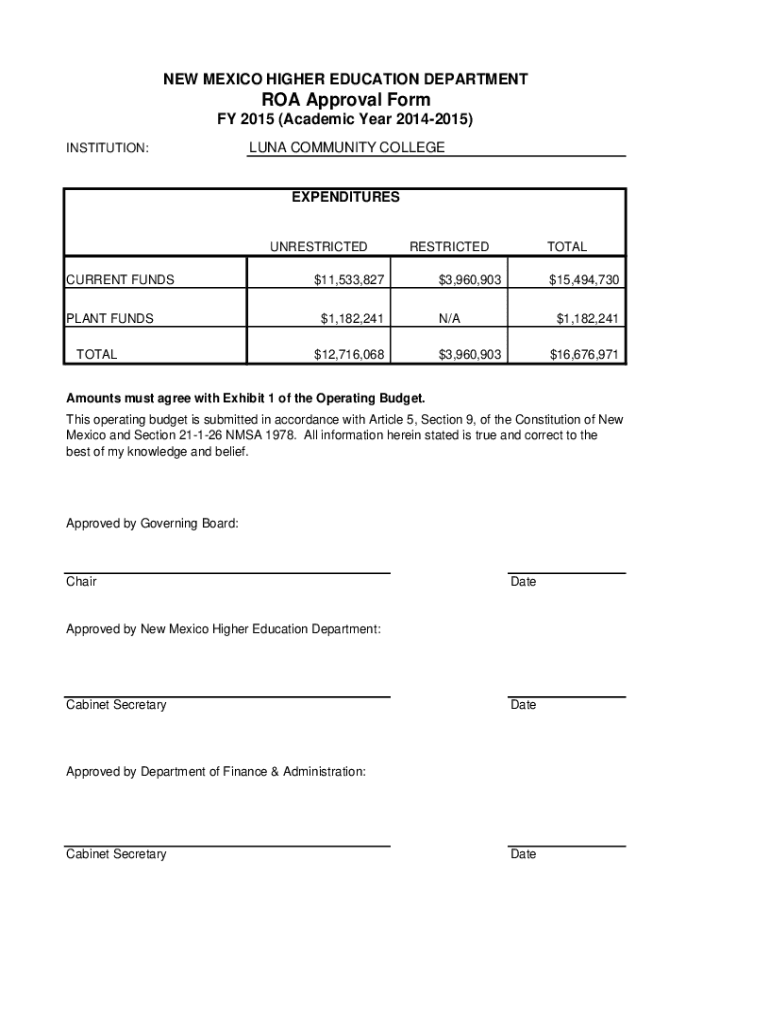 Fillable Online ROA Approval Form Fax Email Print - pdfFiller