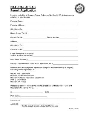 Fillable Online Natural Areas Permit Rules and Regulations - City of ...