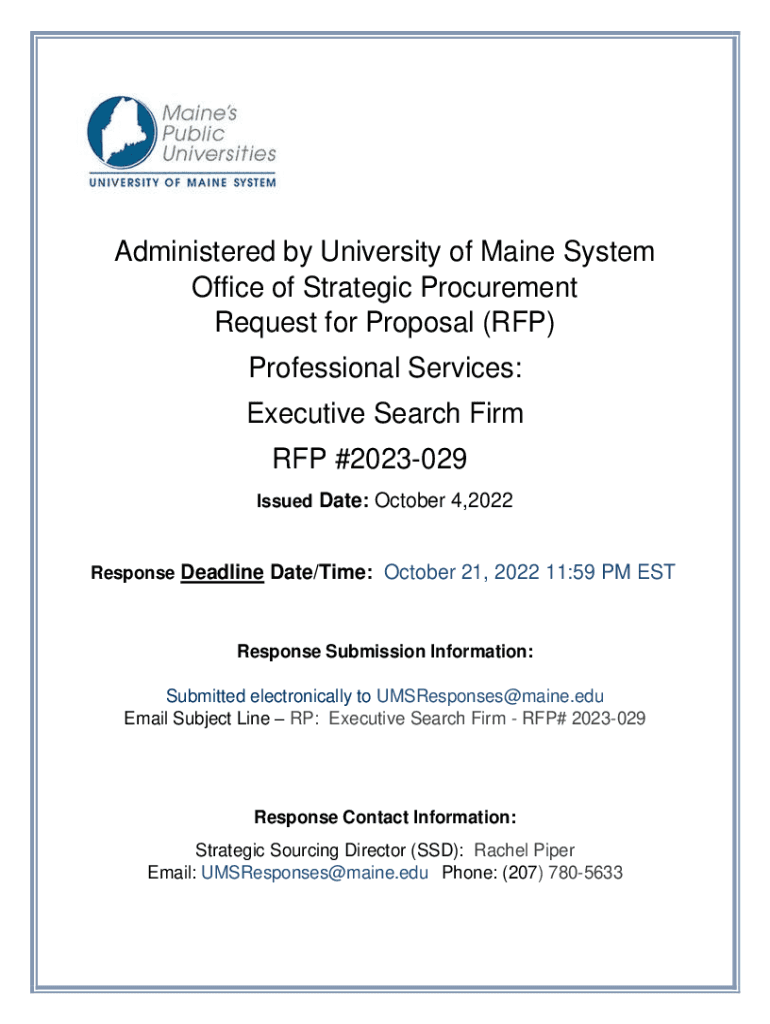 Fillable Online Executive Search Firm RFP #2023-029 Fax Email Print ...