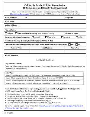 Fillable Online CD Compliance and Report Filing Cover Sheet Fax Email ...