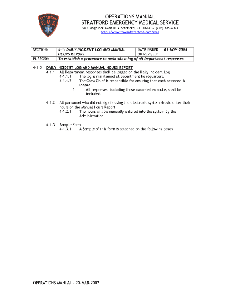 Fillable Online Hours and Contact Information - Stratford Police ...