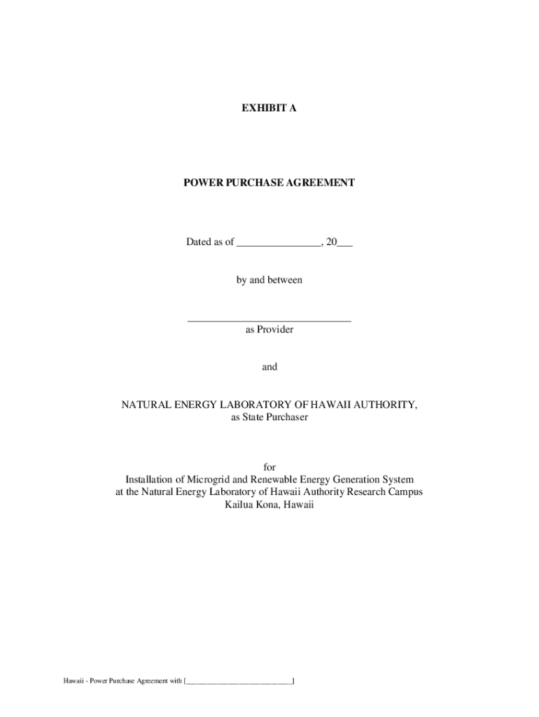 Fillable Online Chapter:Appendix C - Sample Power Purchase Agreement ...