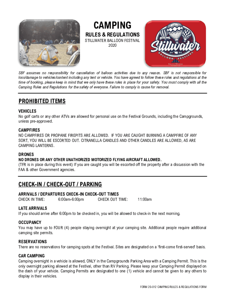 Fillable Online BACKCOUNTRY CAMPING RULES - USDA Forest Service Fax Email Print - pdfFiller