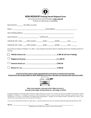 Fillable Online NON-RESIDENT Parking Permit Request Form Fax Email ...
