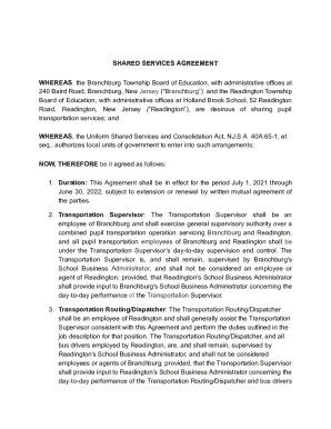 Fillable Online shared services agreement Fax Email Print - pdfFiller