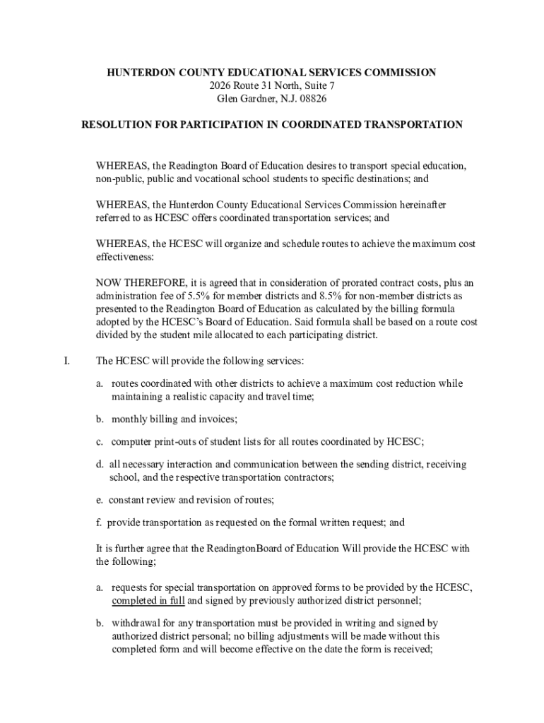 Fillable Online hunterdon county educational services commission Fax ...