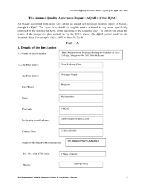 Fillable Online The Annual Quality Assurance Report (A Q A R) of the ...