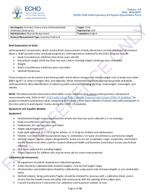 Fillable Online ECHO Child Anthropometry & Physical Examination Form ...