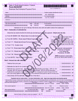 Fillable Online tax ri Form BUS-EST - Rhode Island Division of Taxation ...