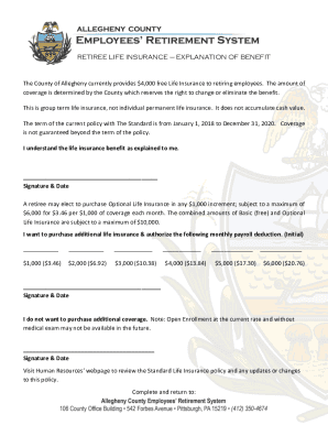 Fillable Online retiree life insuranceexplanation of benefit Fax Email ...