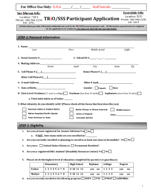 Fillable Online trio student support services application Fax Email ...