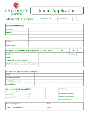 Fillable Online Buchanan Castle Golf Club APPLICATION FOR MEMBERSHIP ...