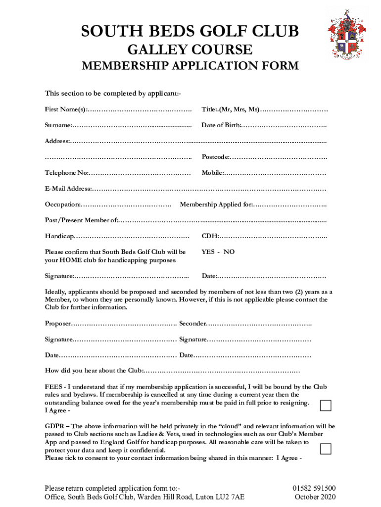 Fillable Online Ross Golf Membership Form Fax Email Print - pdfFiller