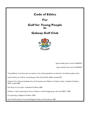 Fillable Online Code of Ethics for Golf for Young People GUI, ILGU, PGA ...
