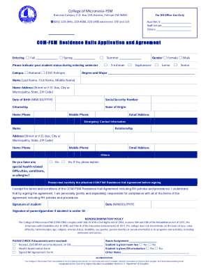 Fillable Online Residence hall Application and agreement 2020.docx Fax Email Print - pdfFiller