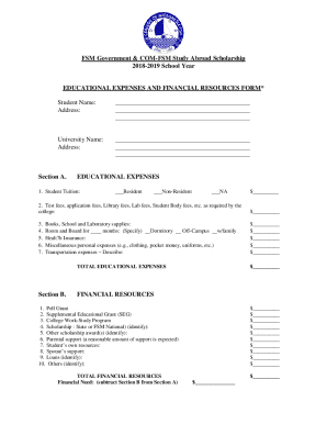 Fillable Online educational expenses and financial resources form - COM ...