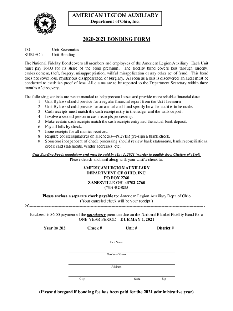 Fillable Online Forms - American Legion Auxiliary Fax Email Print ...