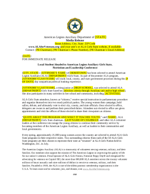 American Legion Auxiliary Department of STATE Doc Template | pdfFiller