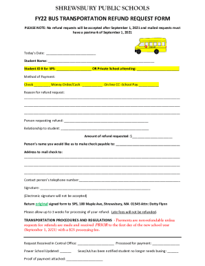 Fillable Online 2021-2022 Bus Refund form.pdf - Shrewsbury Public ...